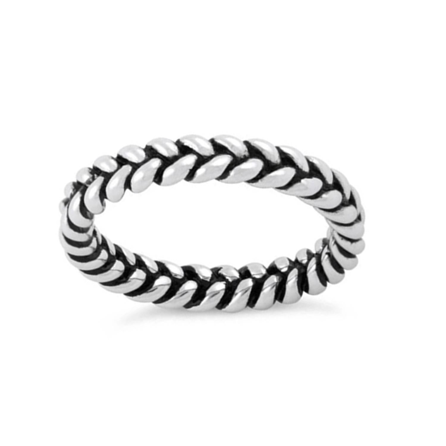 Rope Twist Eternity Band Ring-Sterling Silver